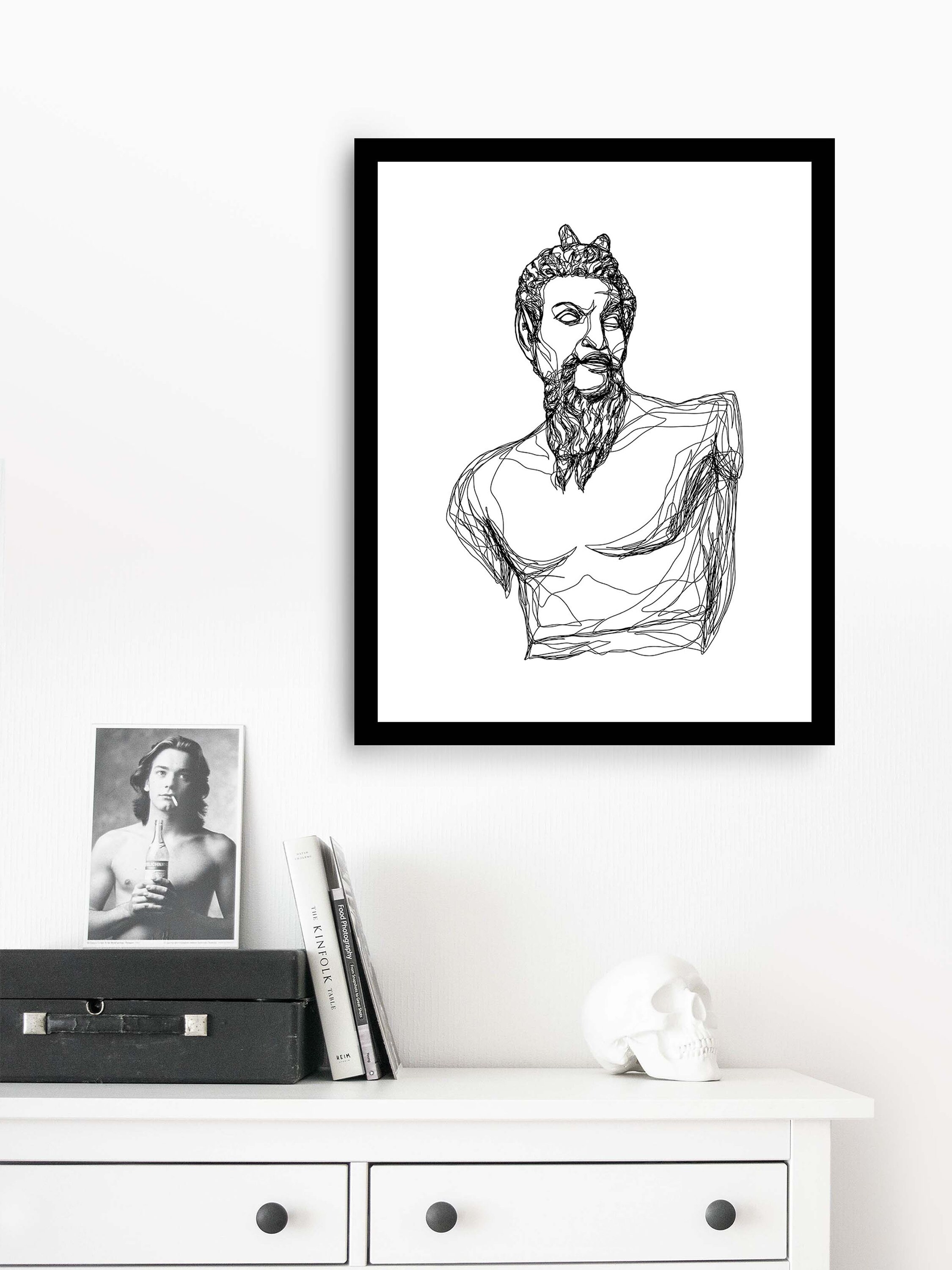Pan Greek God Line Work Illustration | Digital Artwork | Minimalistic ...
