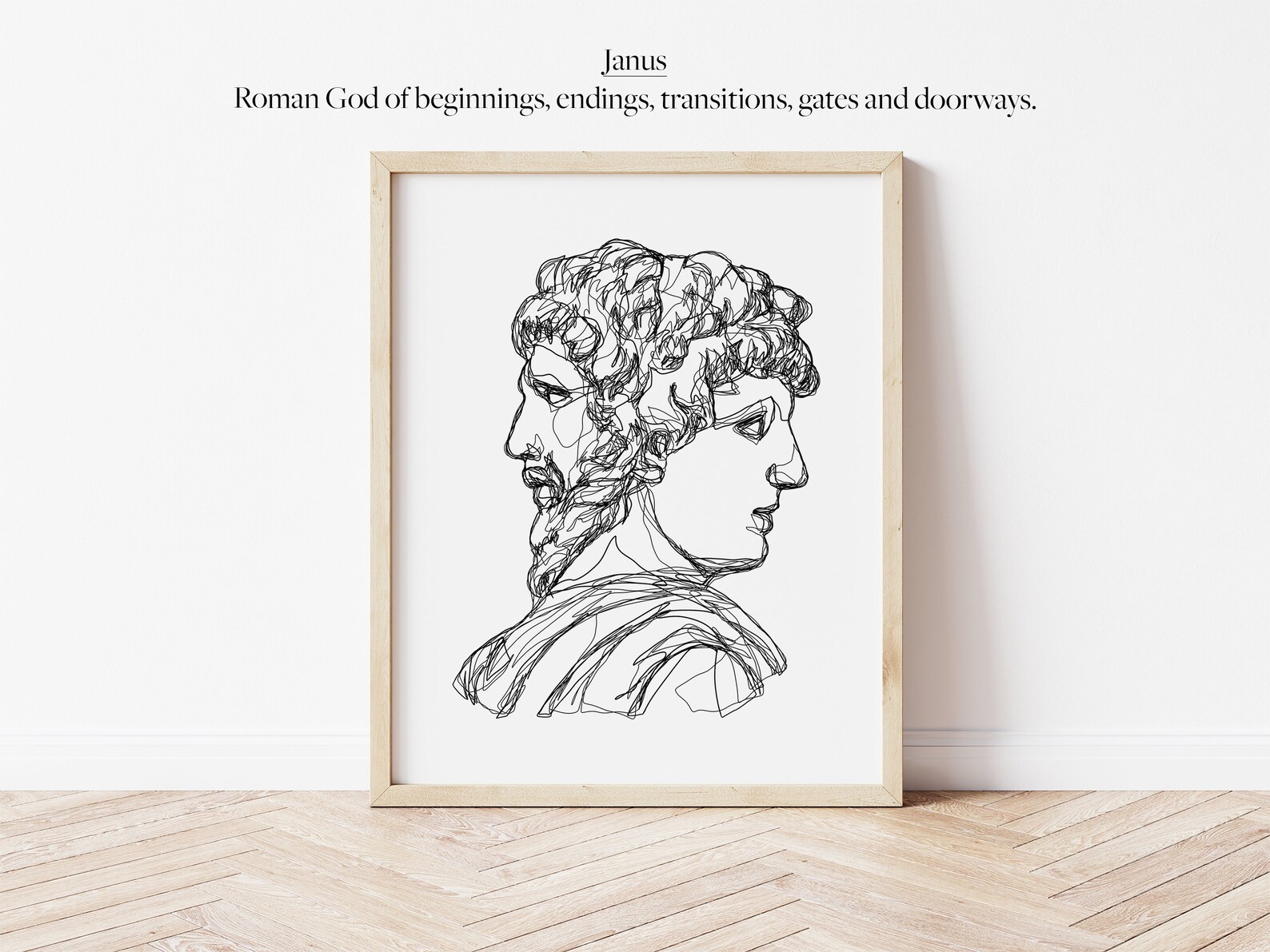 Janus Roman God Line Work Illustration Digital Artwork Print | Etsy