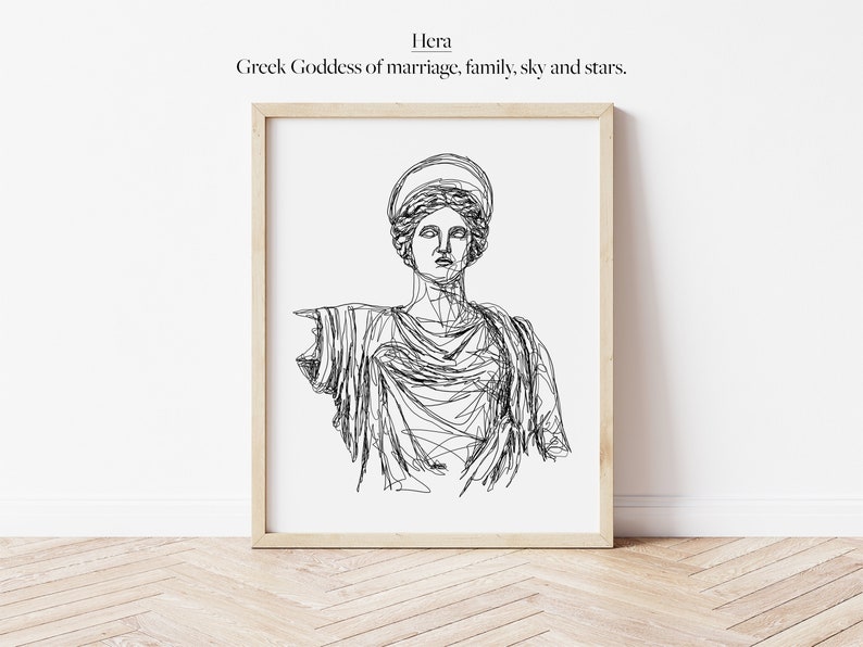 Hera Greek Goddess Line Work Illustration | Digital Artwork ...