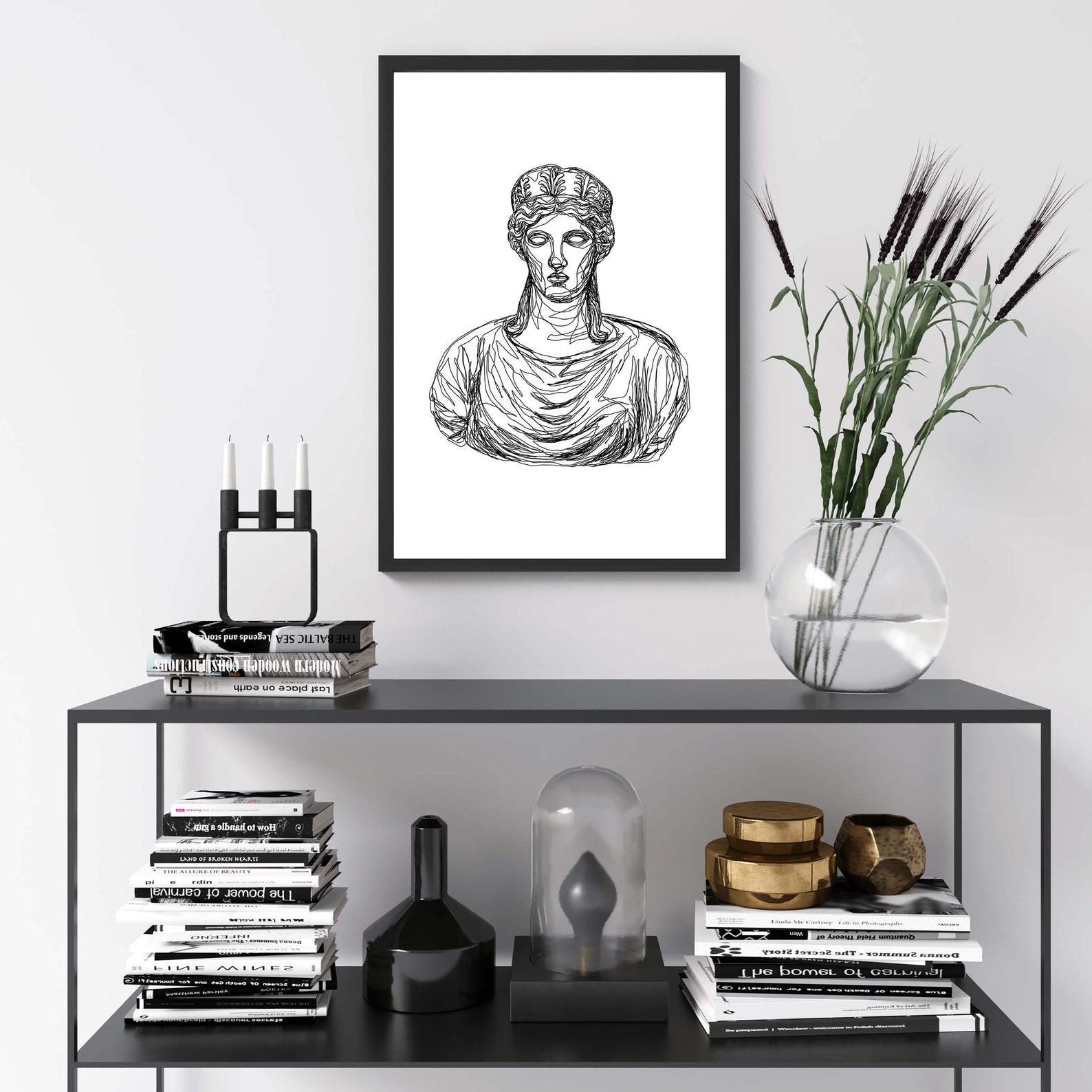 Nike Greek Goddess Line Work Illustration Digital Artwork | Etsy