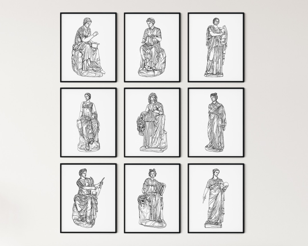 Greek Muses Gallery Collection | Digital Wall Line Art Outline ...