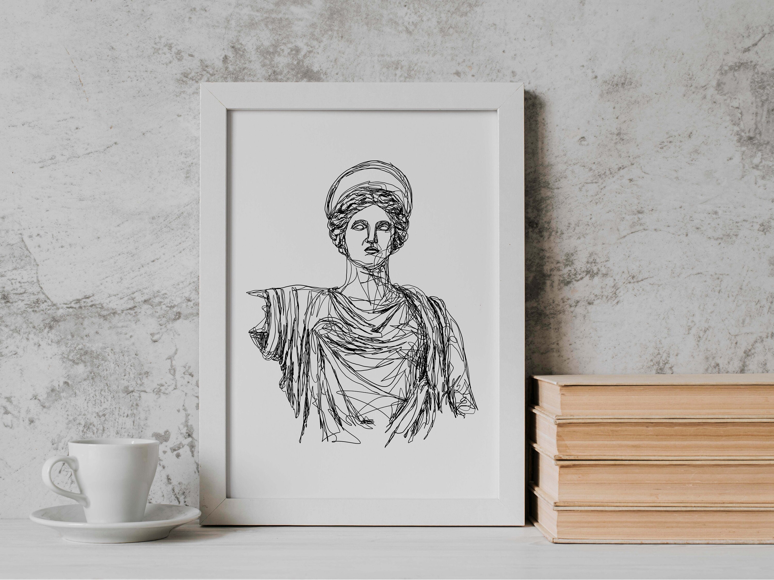 Hera Greek Goddess Line Work Illustration | Digital Artwork ...