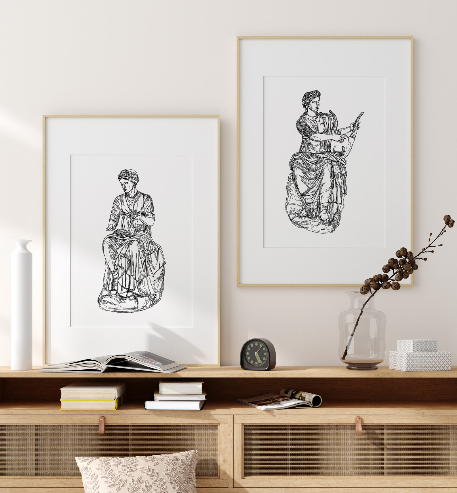 Clio Greek Muse of History Line Work Illustration | Digital Artwork ...