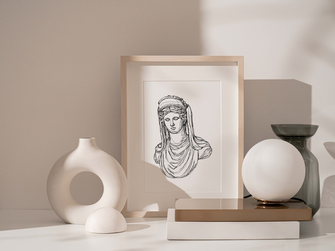 Demeter Greek Goddess Line Work Illustration | Digital Artwork ...