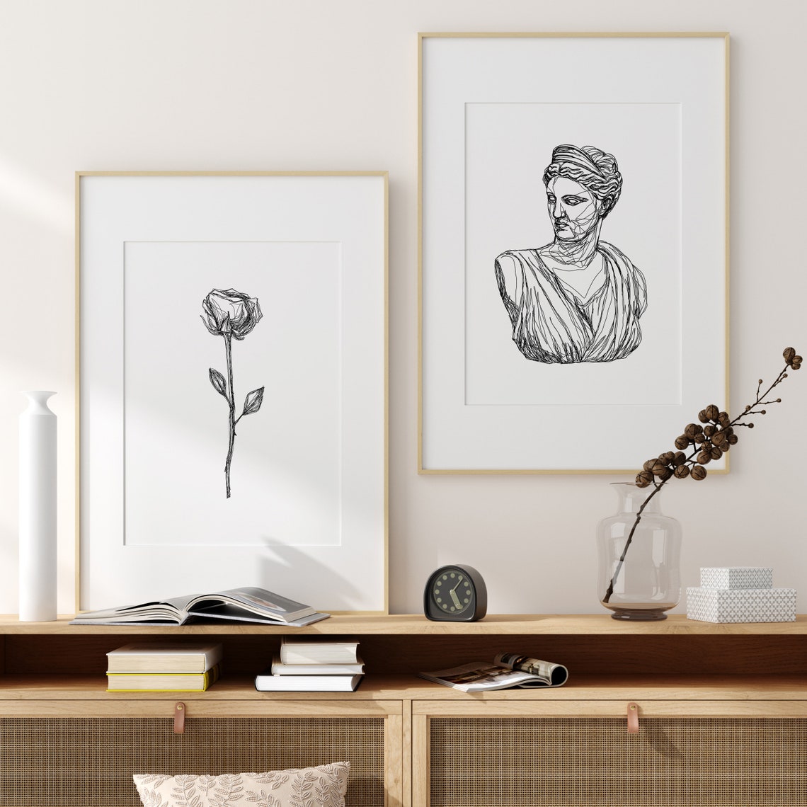 Artemis Greek Goddess Line Work Illustration Digital Artwork - Etsy