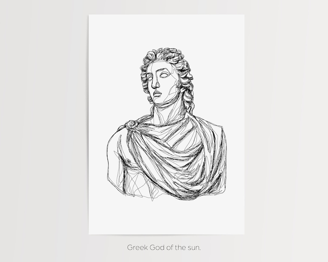 Helios Greek God Print | Printed and Shipped Line Work Illustration ...