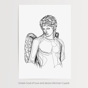 Eros Greek God Print | Printed and Shipped Line Work Illustration ...