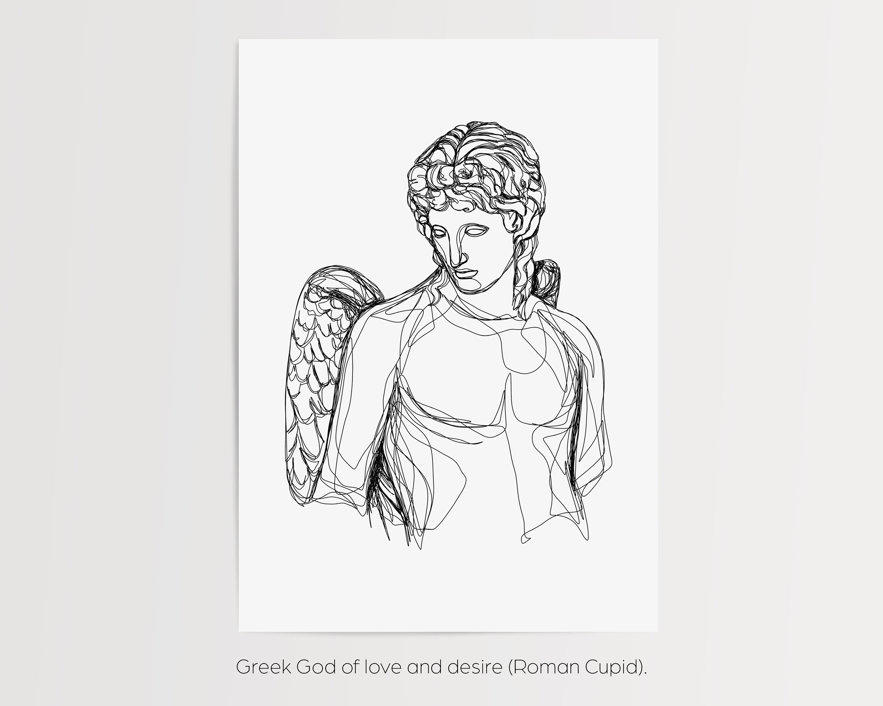 Eros Greek God Print | Printed and Shipped Line Work Illustration ...