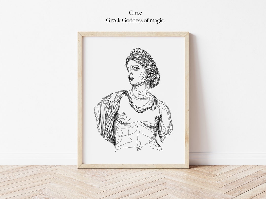 Circe Greek Goddess Line Work Illustration | Digital Artwork ...