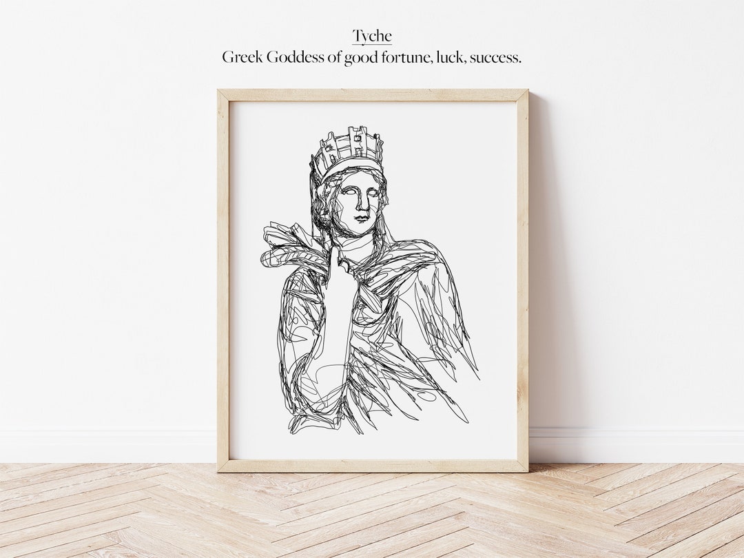 Tyche Greek Goddess Line Work Illustration | Digital Artwork ...