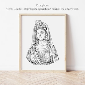 Persephone Greek Goddess Line Work Illustration | Digital Artwork ...