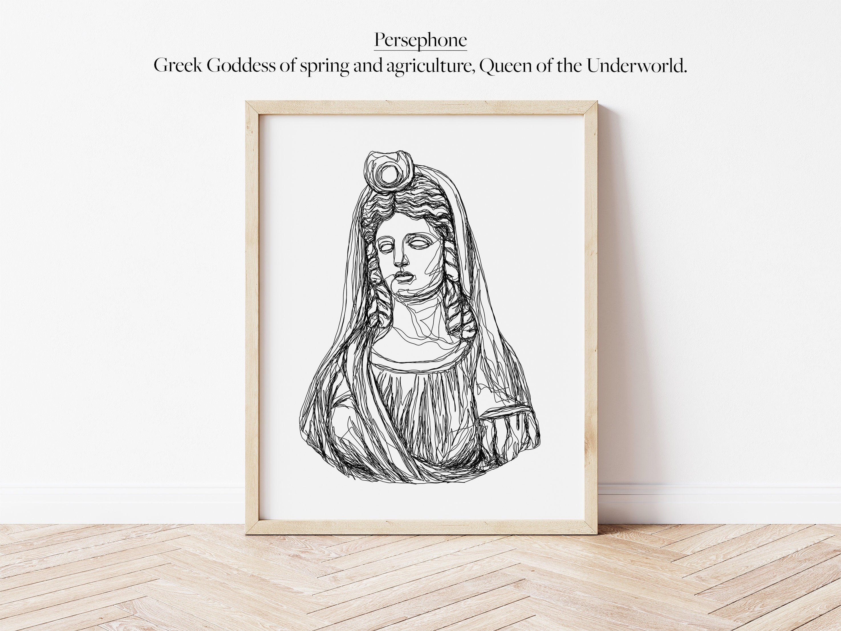 Persephone Greek Goddess Line Work Illustration Digital - Etsy