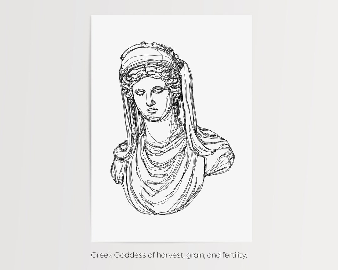 Demeter Greek Goddess Print | Printed and Shipped Line Work ...