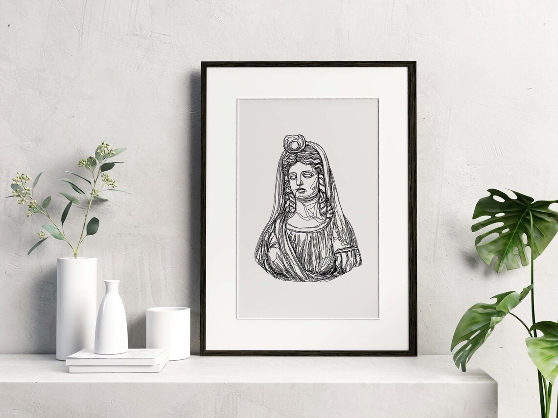 Persephone Greek Goddess Line Work Illustration | Digital Artwork ...