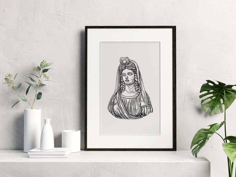 Persephone Greek Goddess Line Work Illustration | Digital Artwork ...