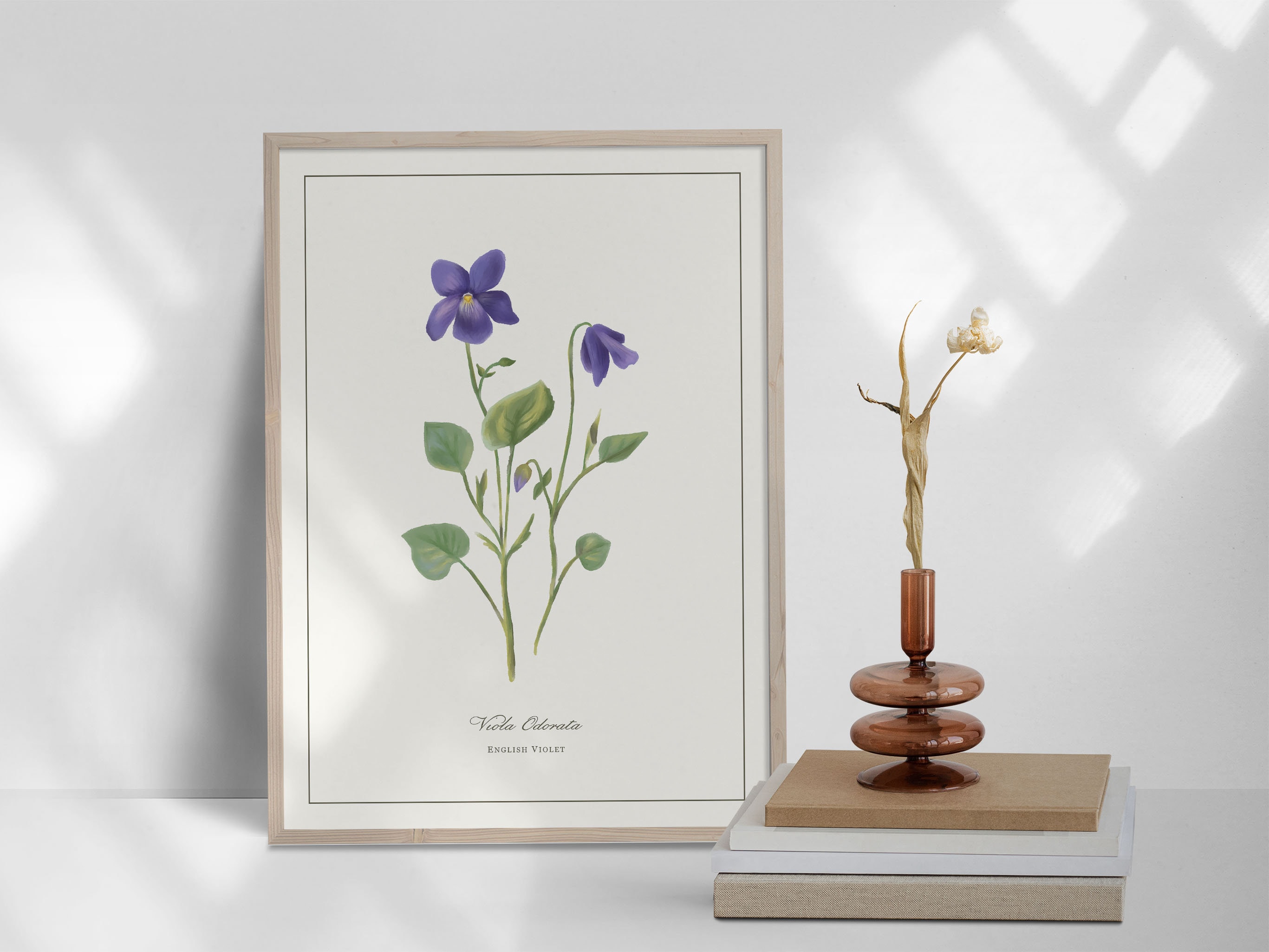English Violet Print Printed and Shipped Illustration Floral ...