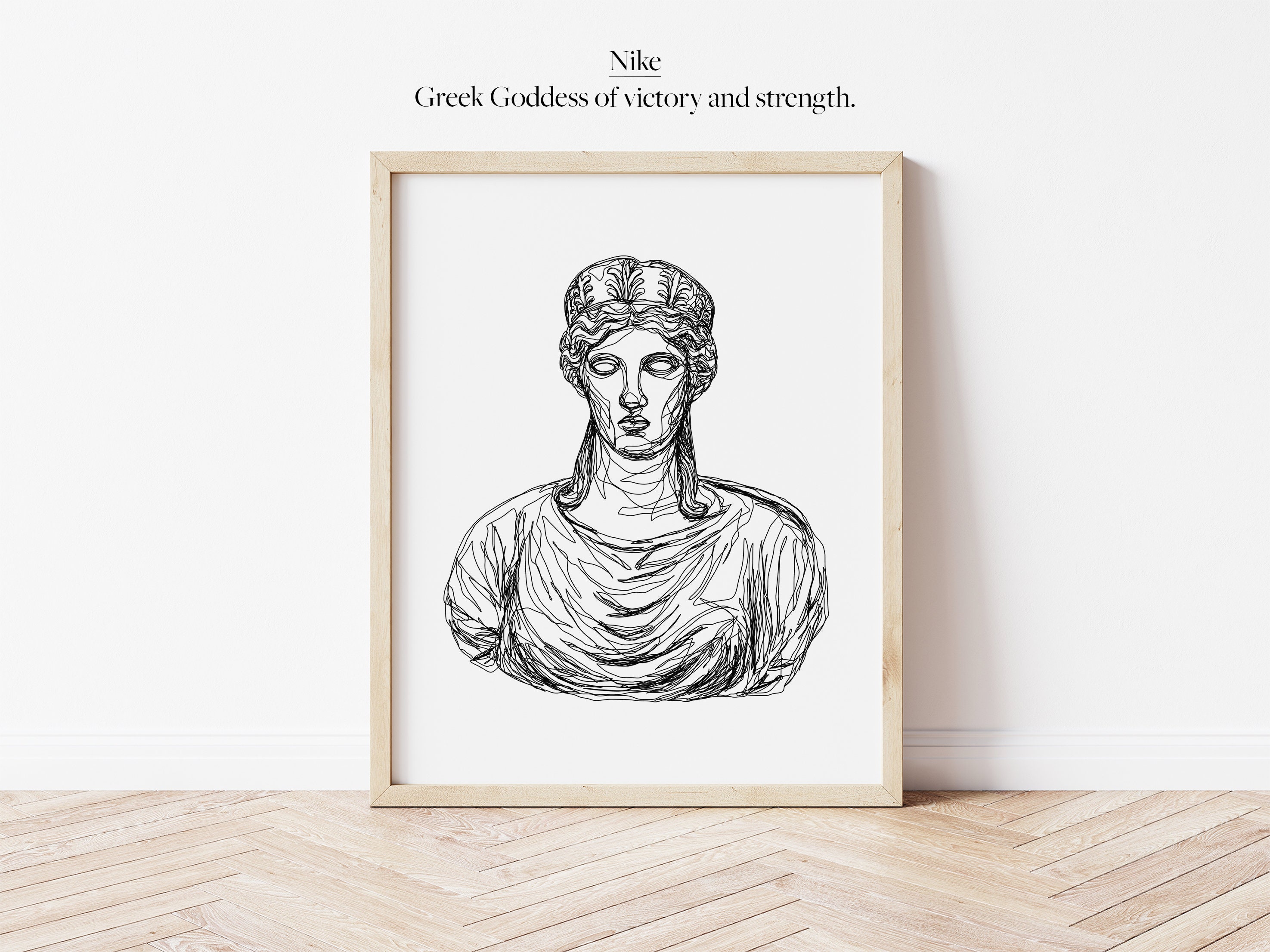 Nike Greek Goddess Line Work Illustration | Digital Artwork ...