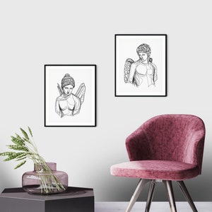 Eros Cupid Greek God Line Work Illustration | Digital Artwork ...