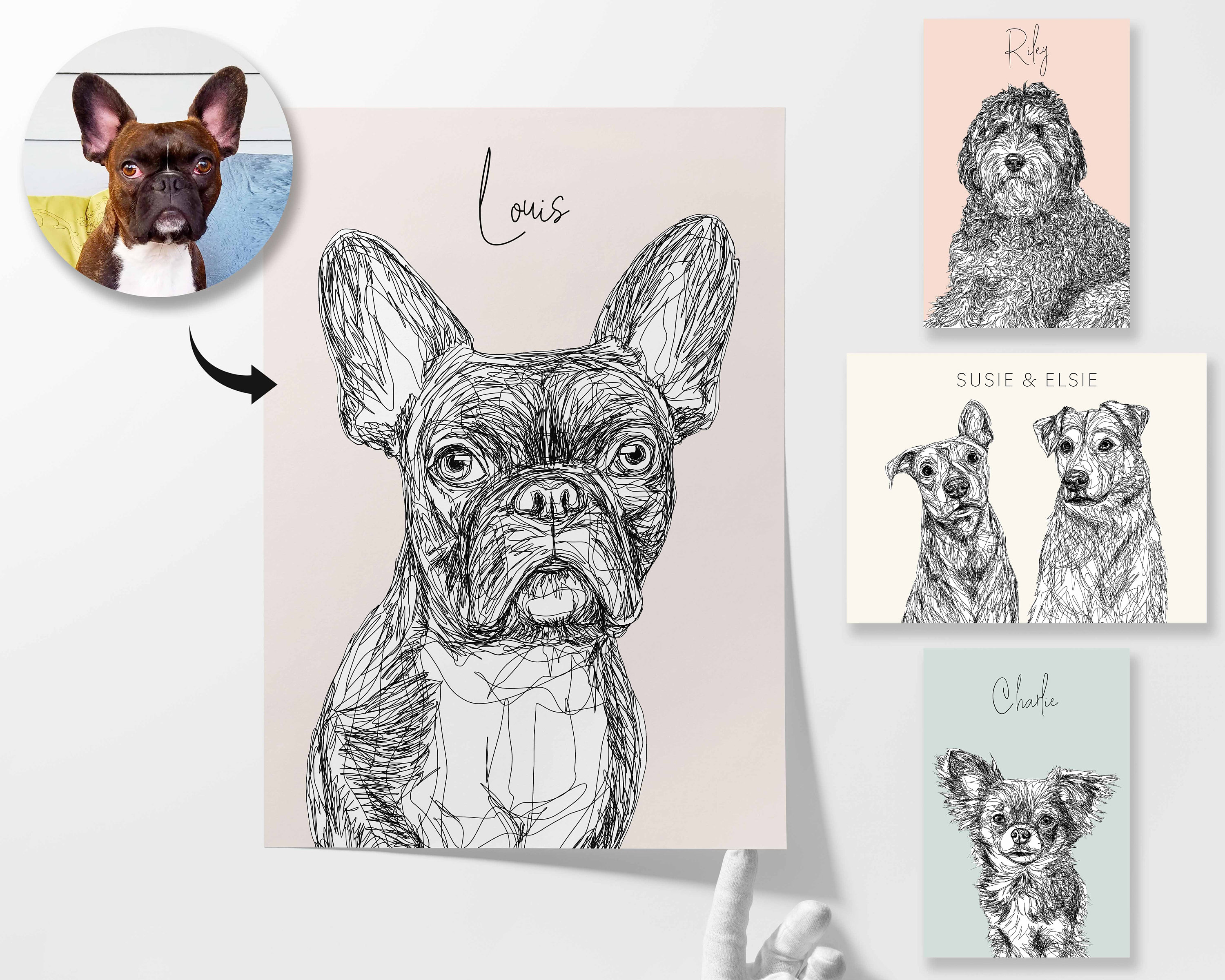 Custom Dog Portrait Line Art Pet Commission Minimalistic - Etsy