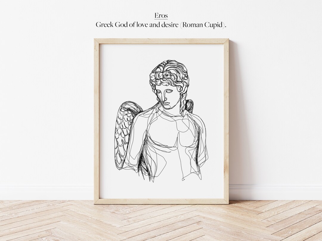 Eros Cupid Greek God Line Work Illustration | Digital Artwork ...
