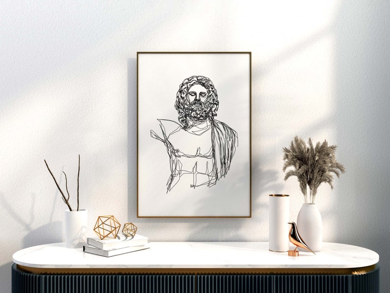 Zeus Greek God Line Work Illustration | Digital Artwork | Minimalistic ...
