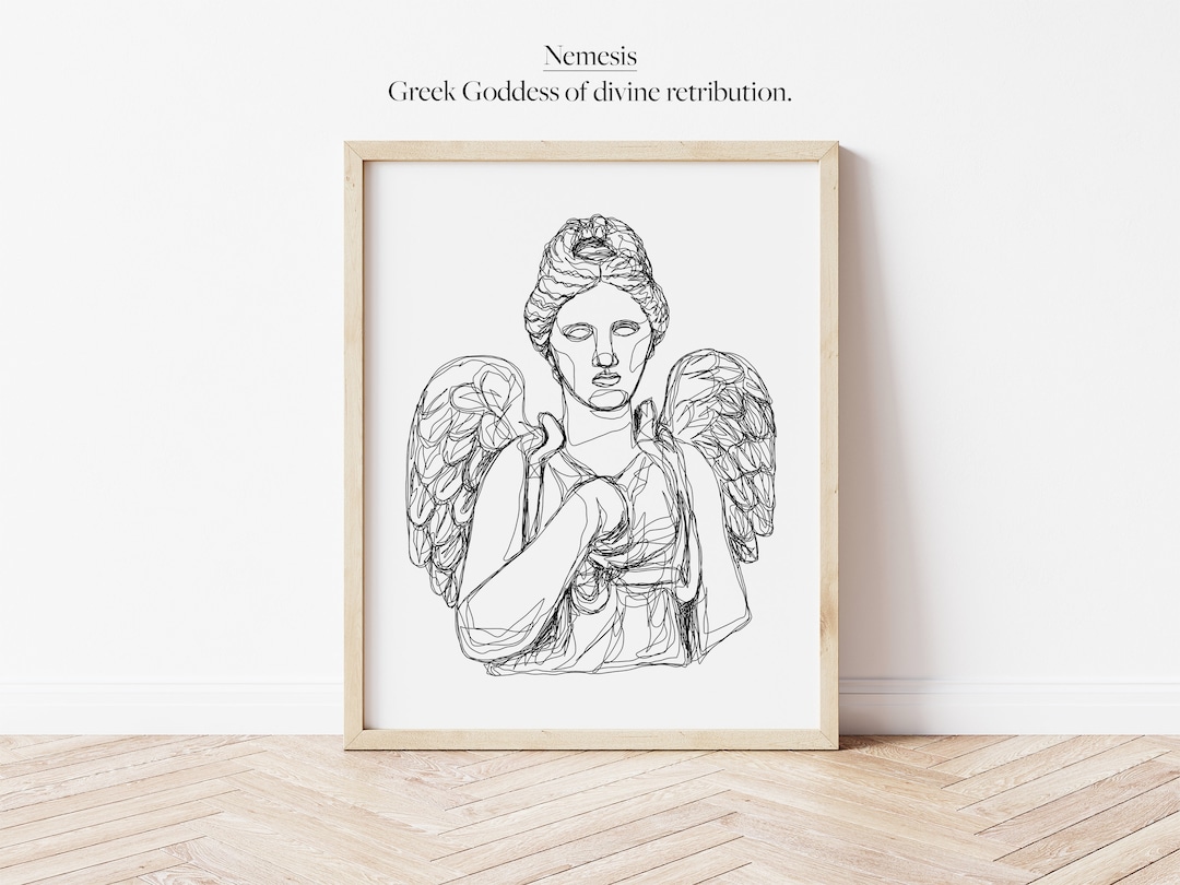 Nemesis Greek Goddess Line Work Illustration | Digital Artwork Print ...