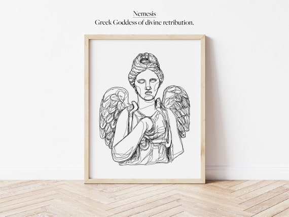 Nemesis Greek Goddess Line Work Illustration Digital Artwork | Etsy