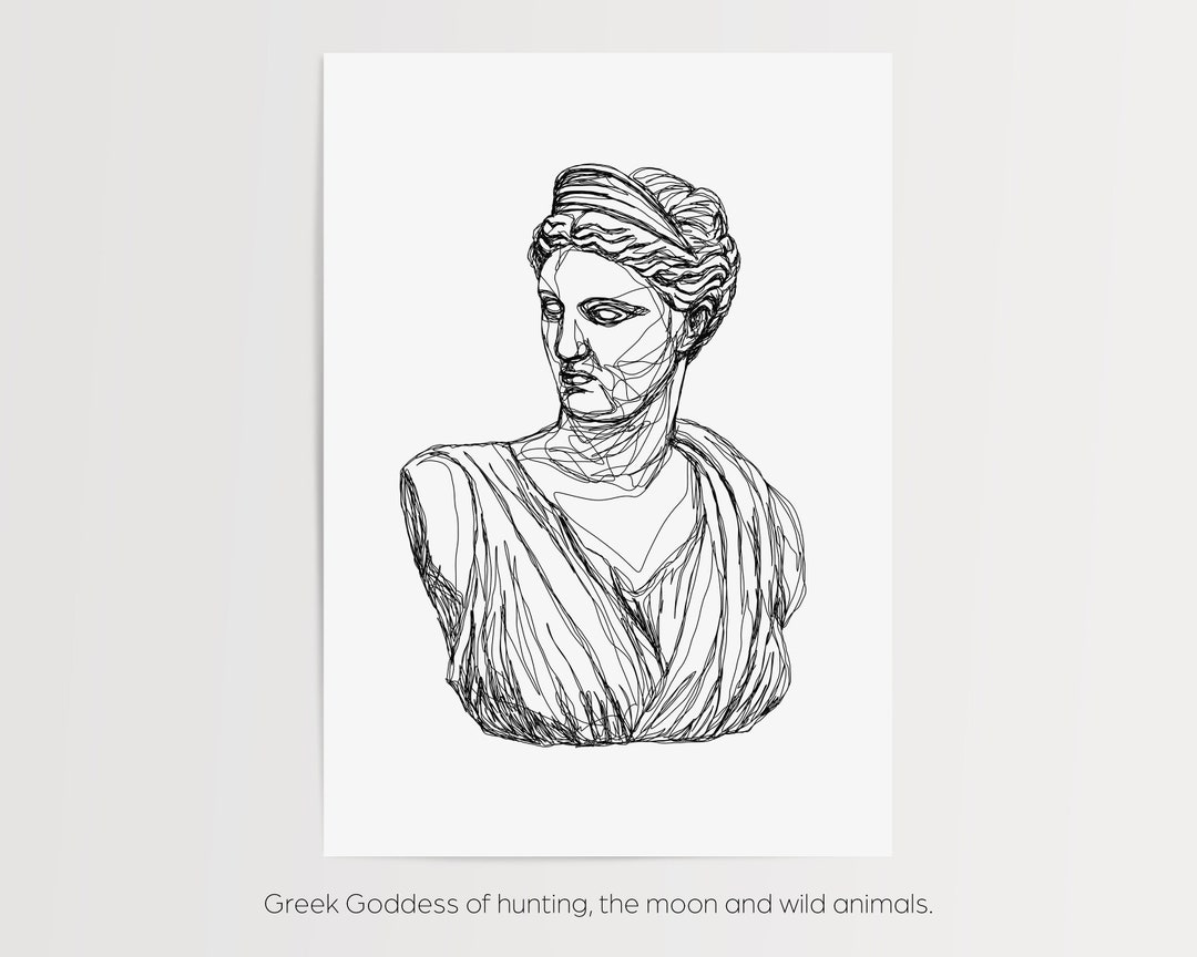 Artemis Greek Goddess Print | Printed and Shipped Line Work ...