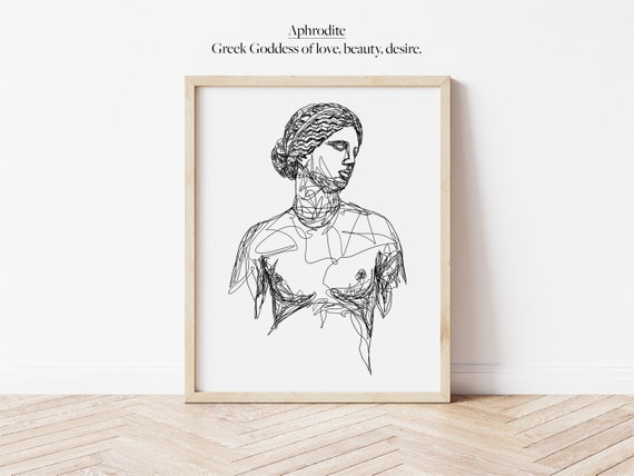 Aphrodite Greek Goddess Line Work Illustration Digital - Etsy