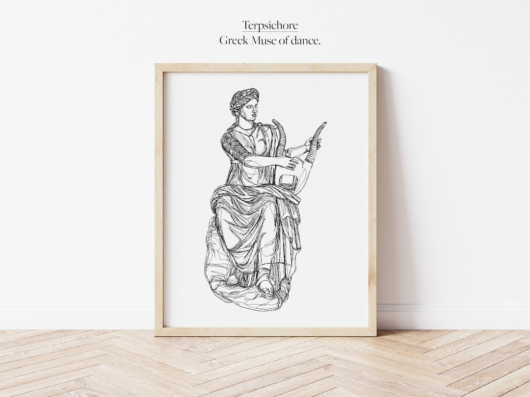 Terpsichore Greek Muse of Dance Line Work Illustration | Digital ...
