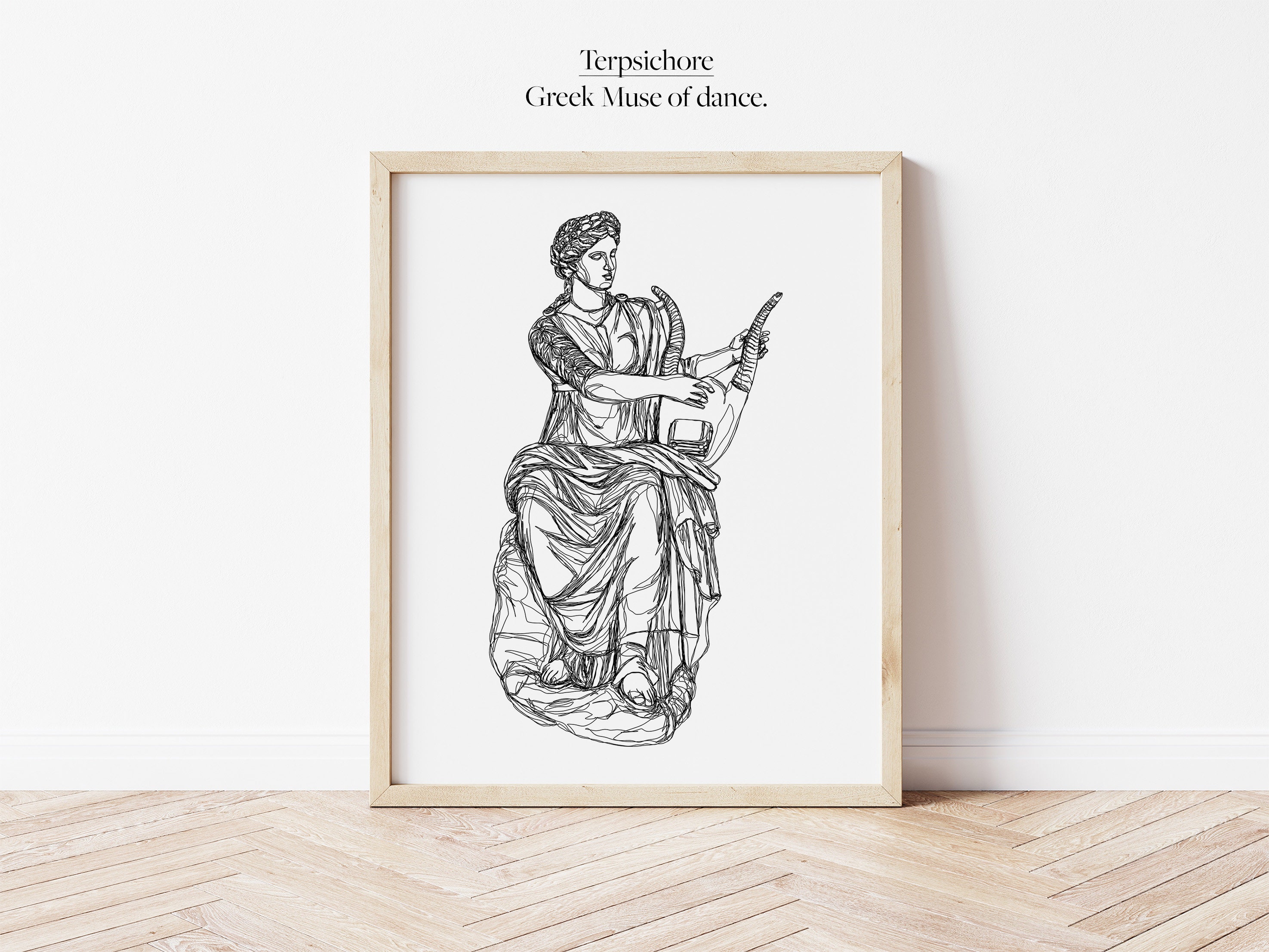 Terpsichore Greek Muse of Dance Line Work Illustration | Digital ...