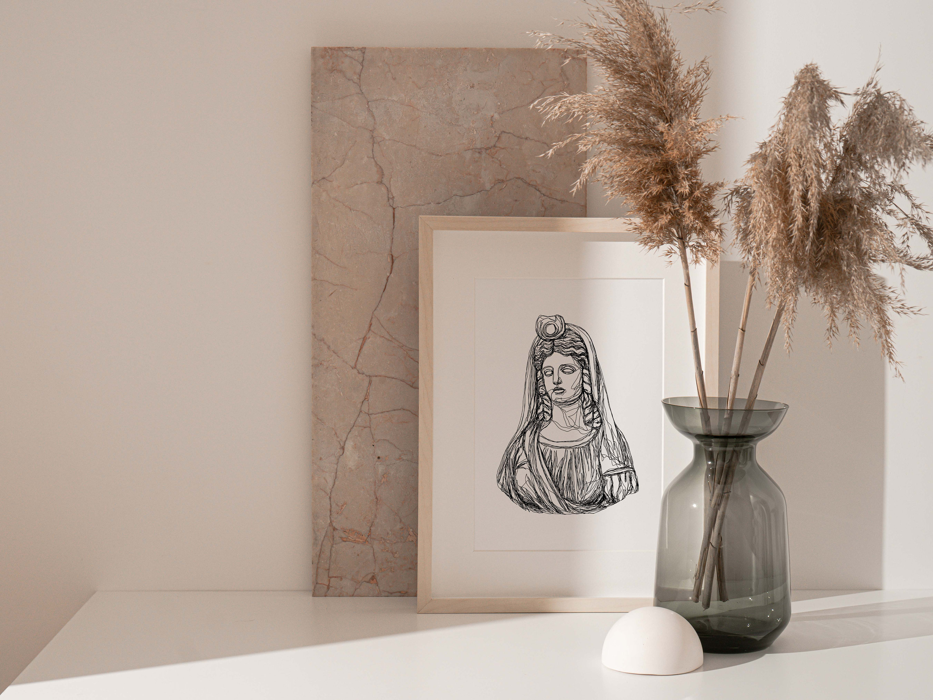 Persephone Greek Goddess Line Work Illustration | Digital Artwork ...