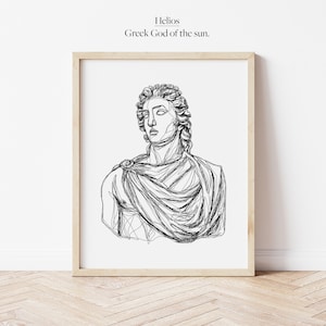 Helios Greek God Line Work Illustration | Digital Artwork ...