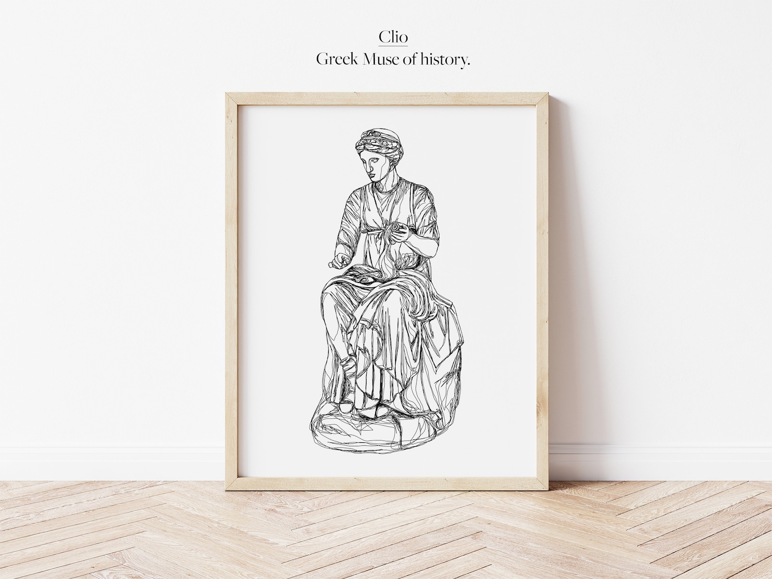 Clio Greek Muse of History Line Work Illustration Digital Artwork ...