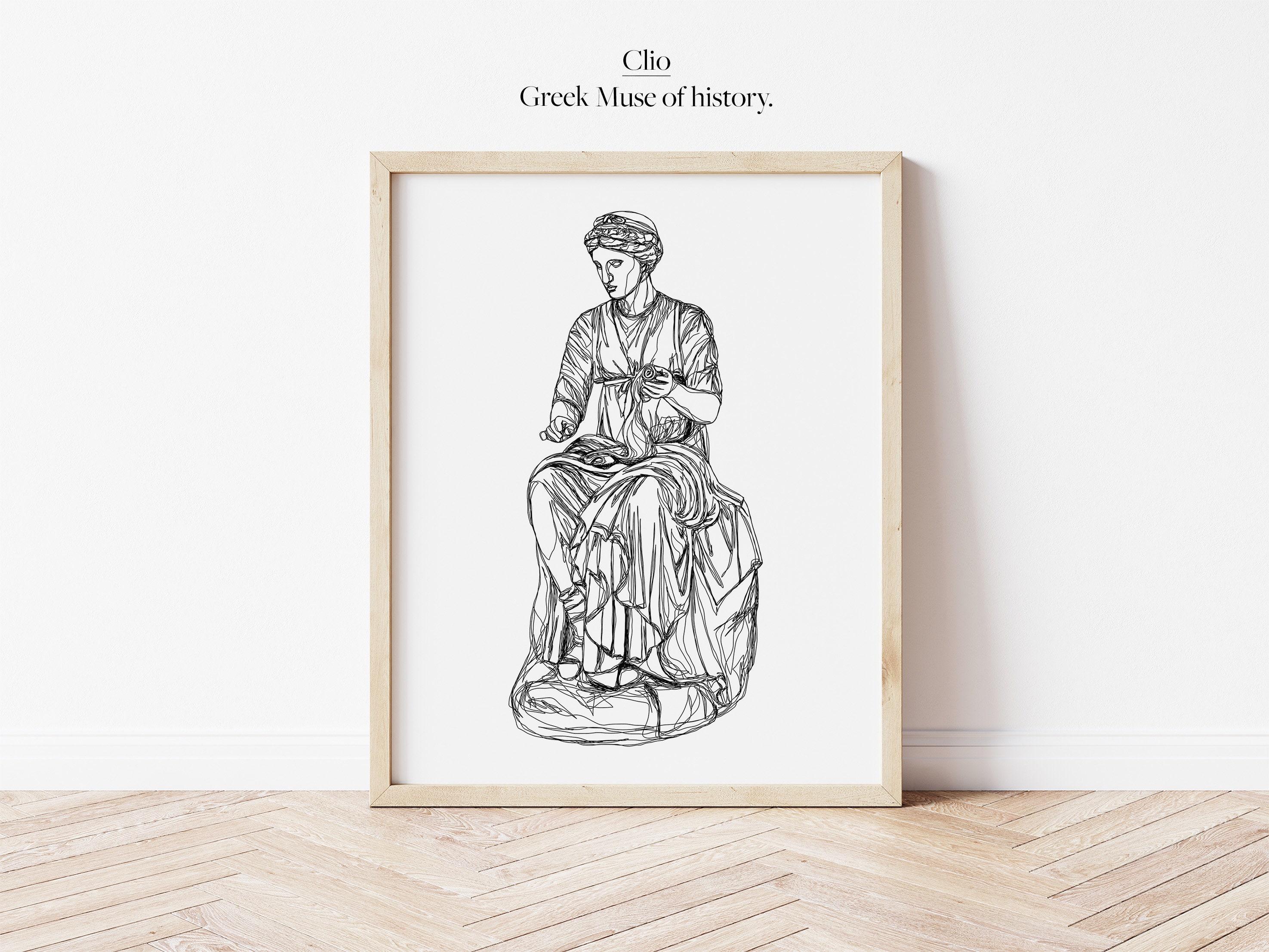 Clio Greek Muse of History Line Work Illustration | Digital Artwork ...
