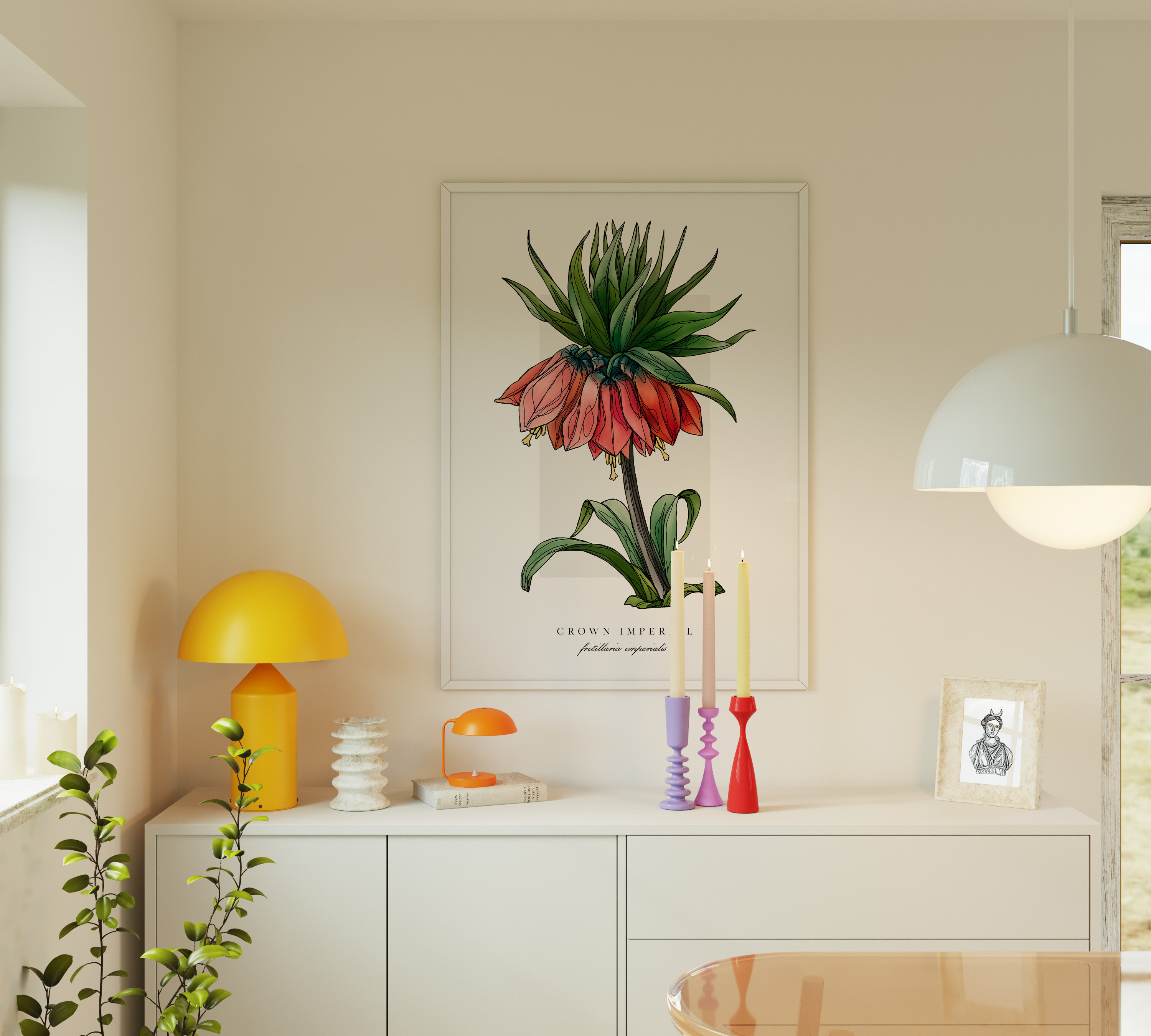 Crown Imperial Printable Botanical | Outline Vintage Watercolour Print ...