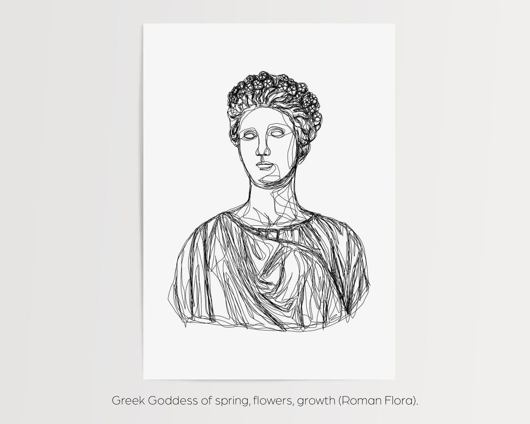 Chloris Greek Goddess Print | Printed and Shipped Line Work ...