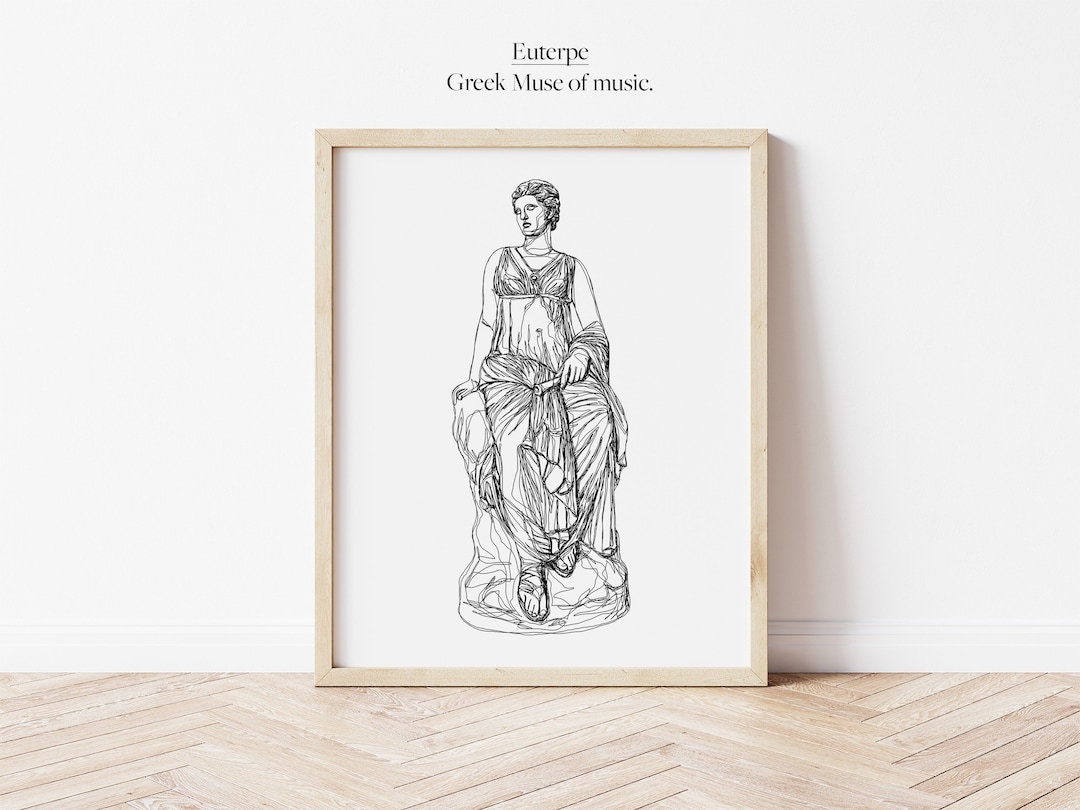 Euterpe Greek Muse of Music Line Work Illustration | Digital Artwork ...