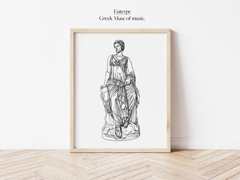 Euterpe Greek Muse of Music Line Work Illustration | Digital Artwork ...
