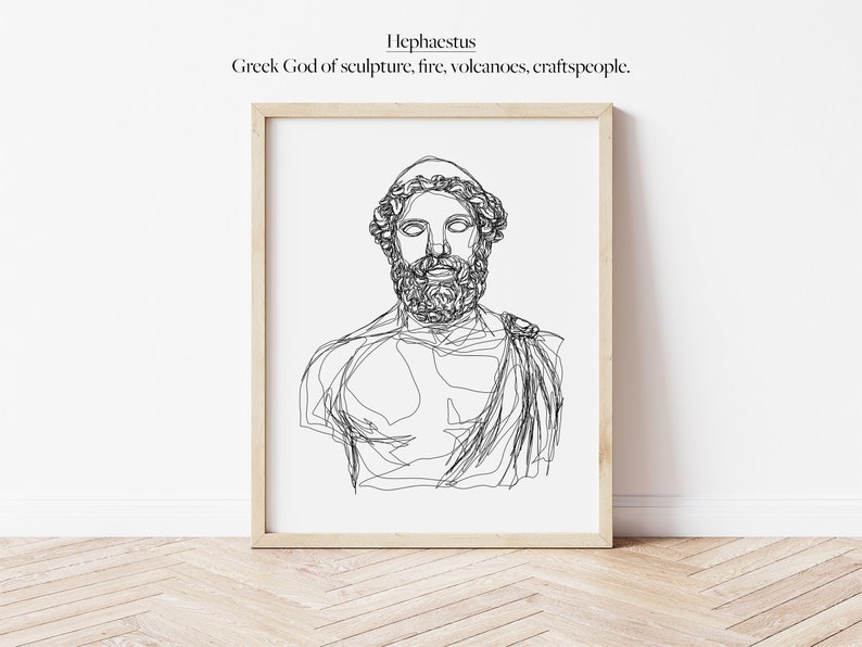 Hephaestus Greek God Line Work Illustration | Digital Artwork ...