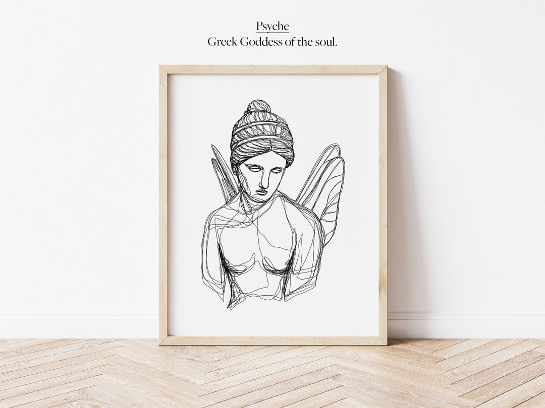 Psyche Greek Goddess Line Work Illustration | Digital Artwork ...