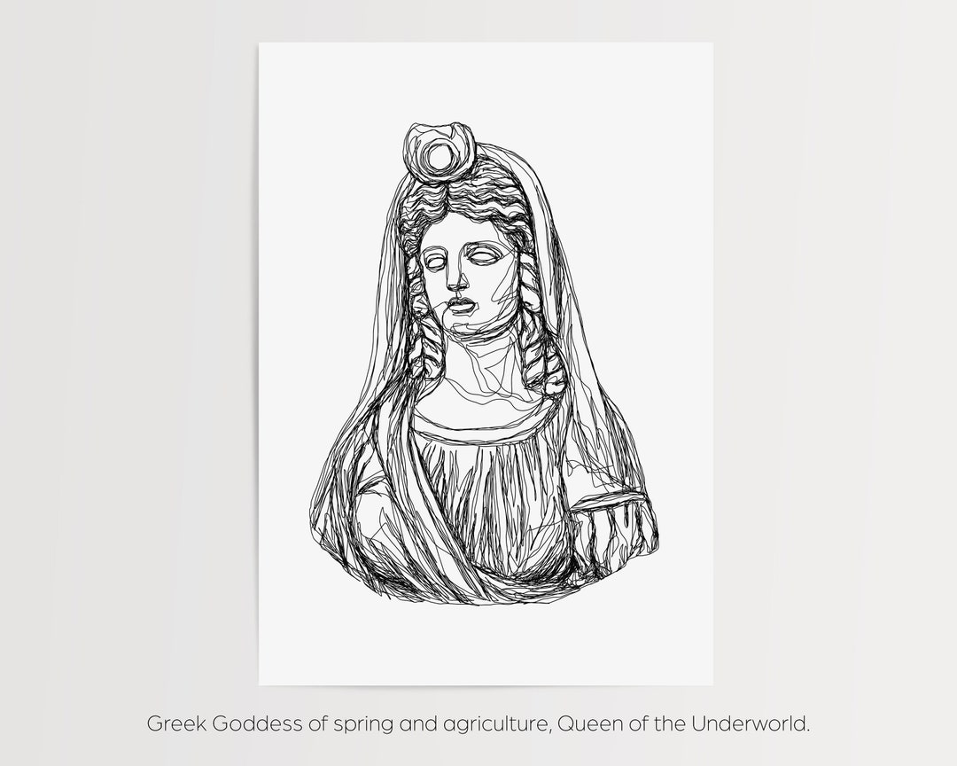 Persephone Greek Goddess Print | Printed and Shipped Line Work ...