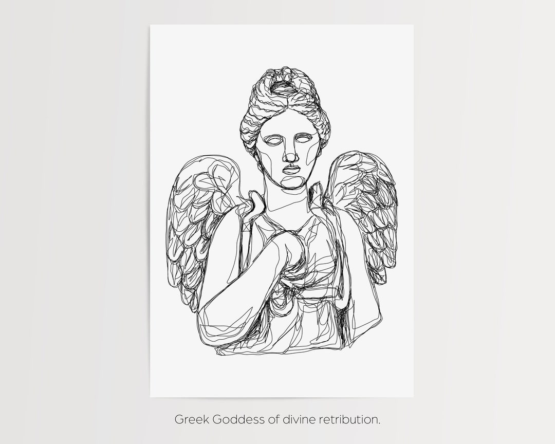 Nemesis Greek Goddess Print | Printed and Shipped Line Work ...