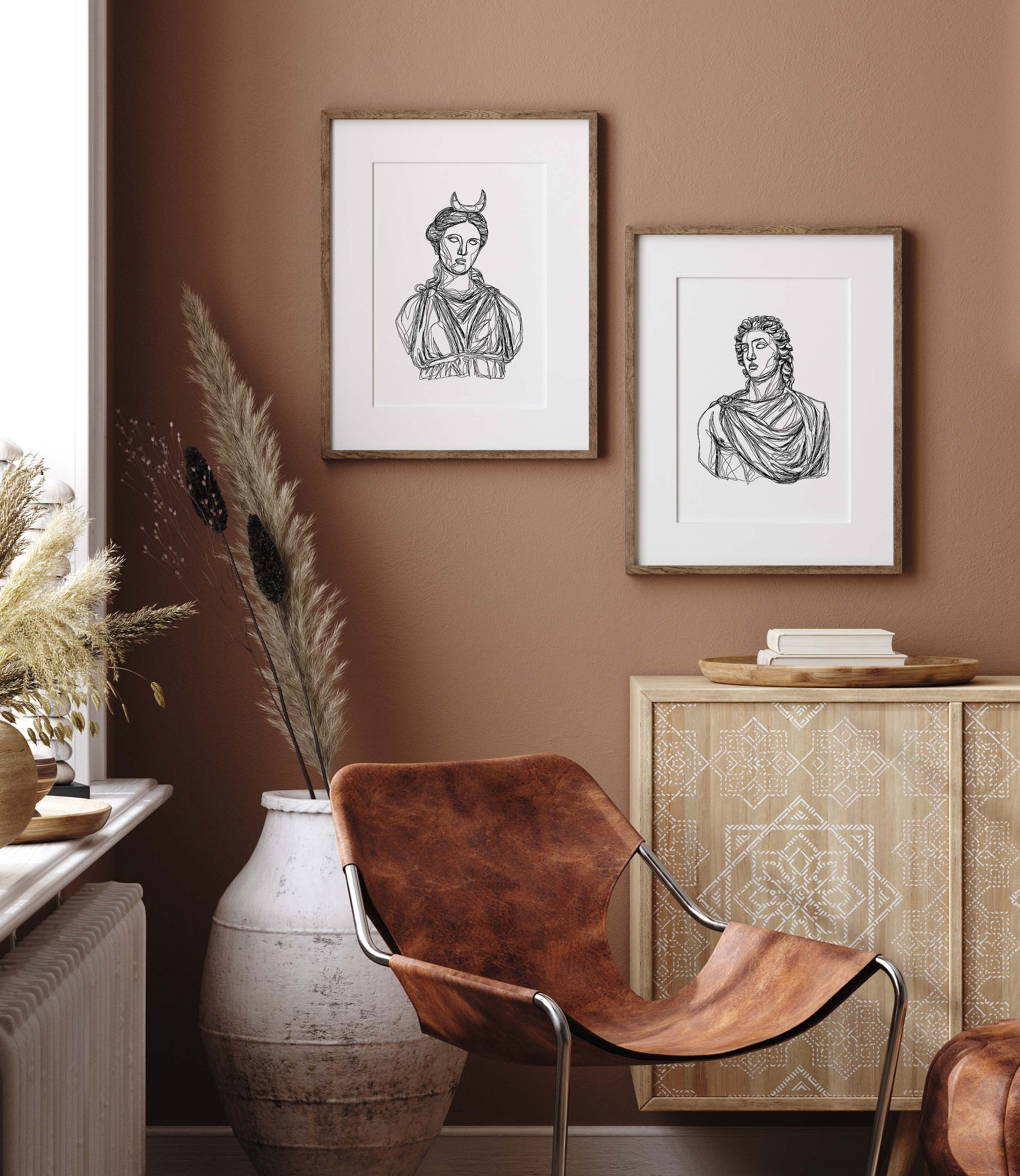 Helios Greek God Line Work Illustration Digital Artwork - Etsy