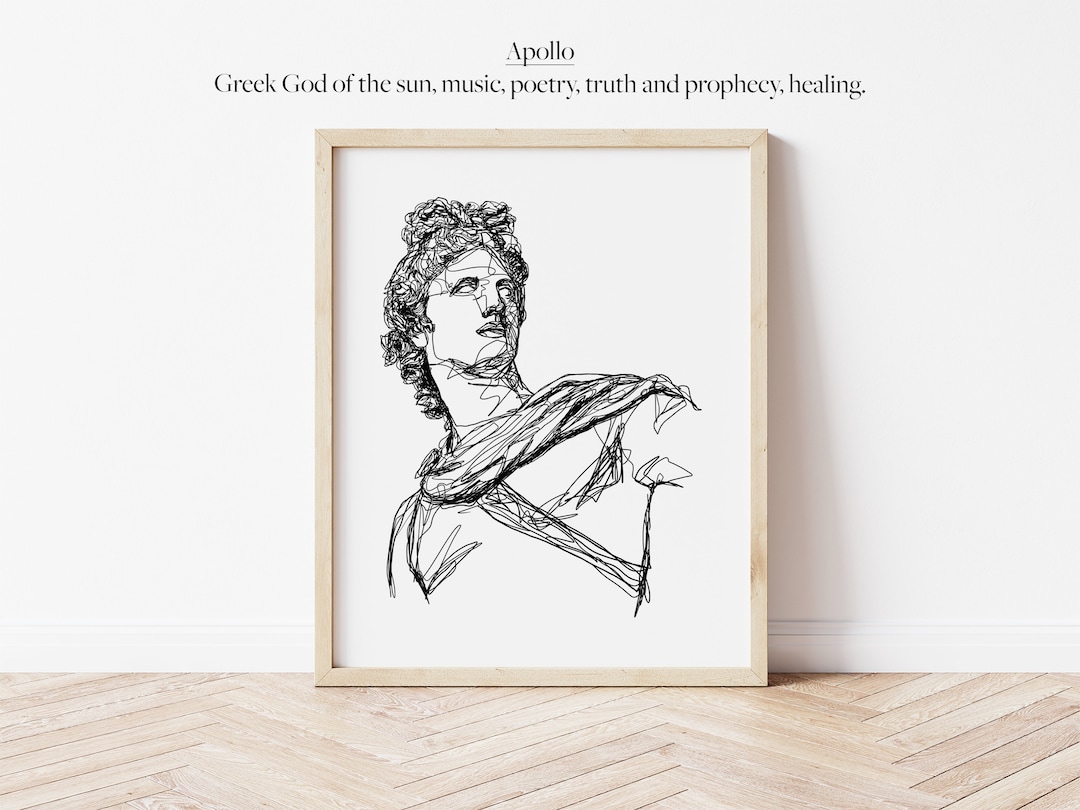 Apollo Greek God Line Work Illustration | Digital Artwork ...