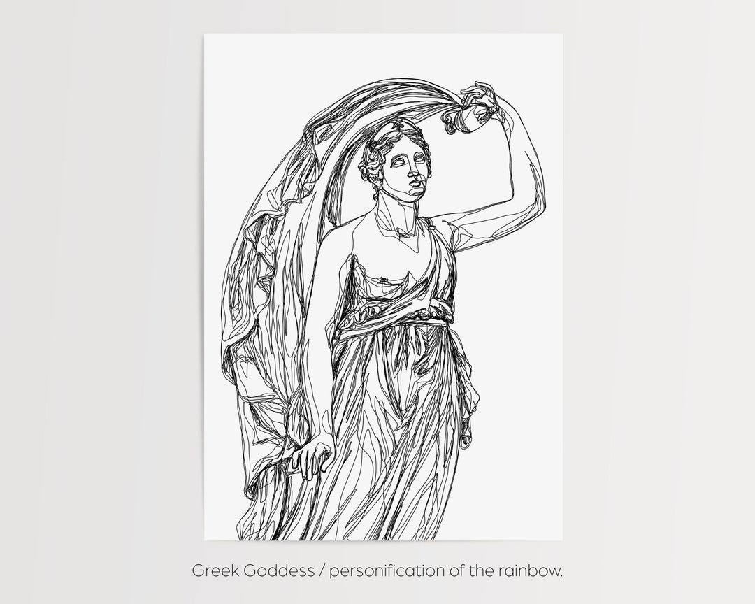 Iris Greek Goddess Print | Printed and Shipped Line Work Illustration ...