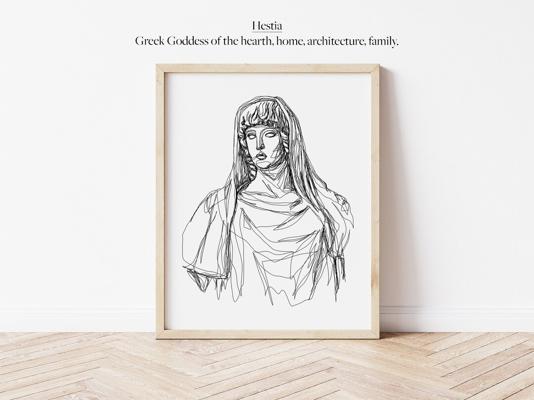 Hestia Greek Goddess Line Work Illustration | Digital Artwork ...