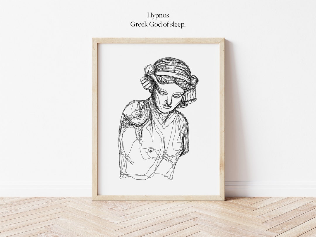 Hypnos Greek God Line Work Illustration | Digital Artwork ...
