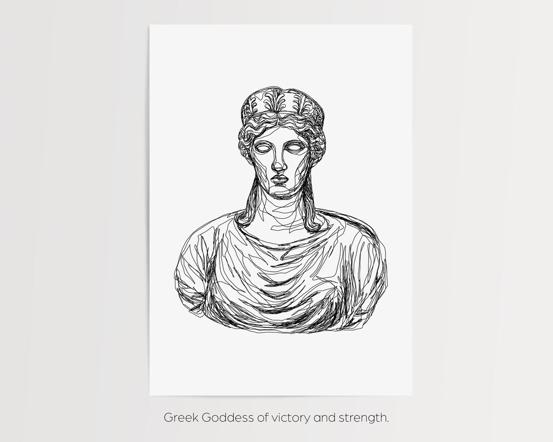 Nike Greek Goddess Print | Printed and Shipped Line Work Illustration ...