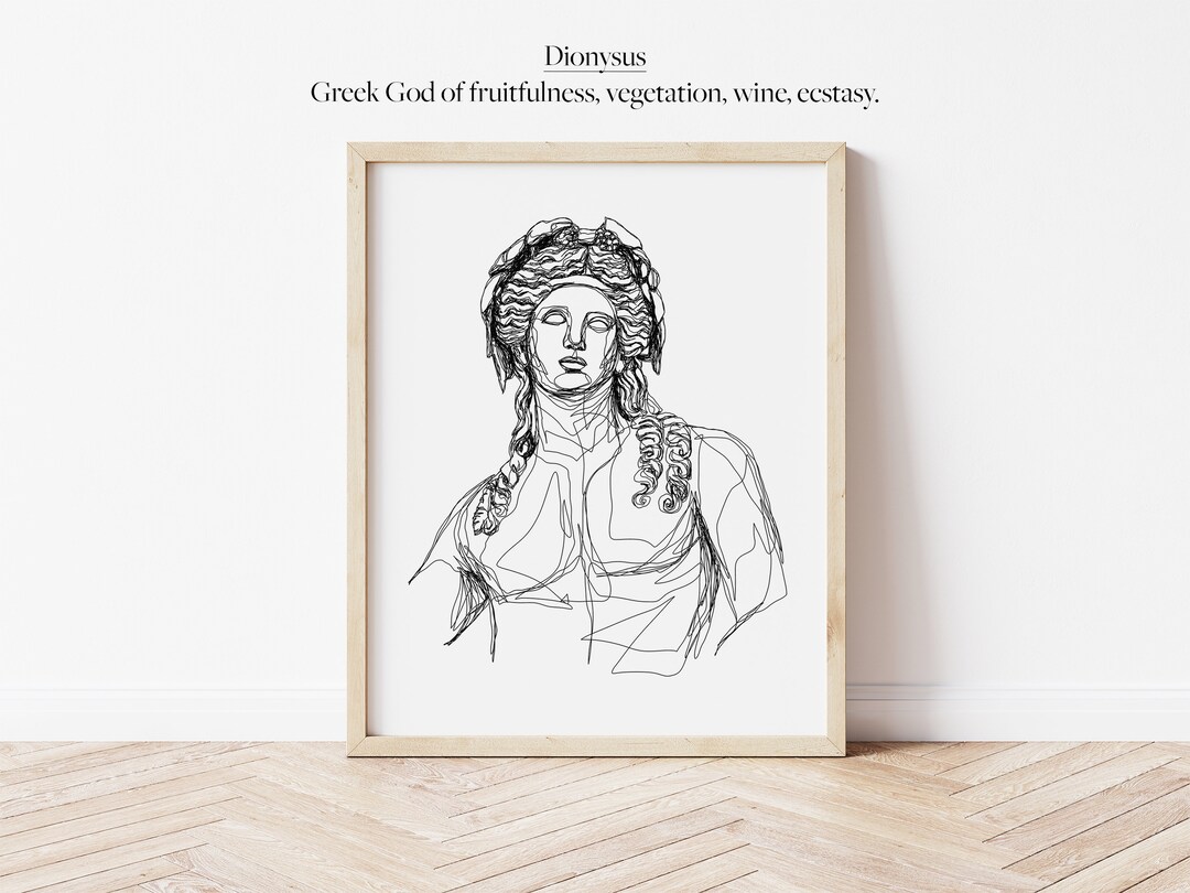 Dionysus Greek God Line Work Illustration | Digital Artwork ...